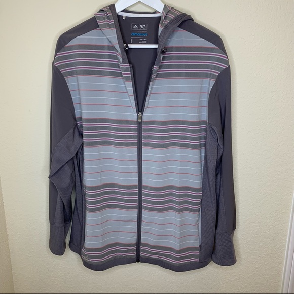 adidas | Jackets & Coats | Adidas Climacool Striped Hooded Jacket ...